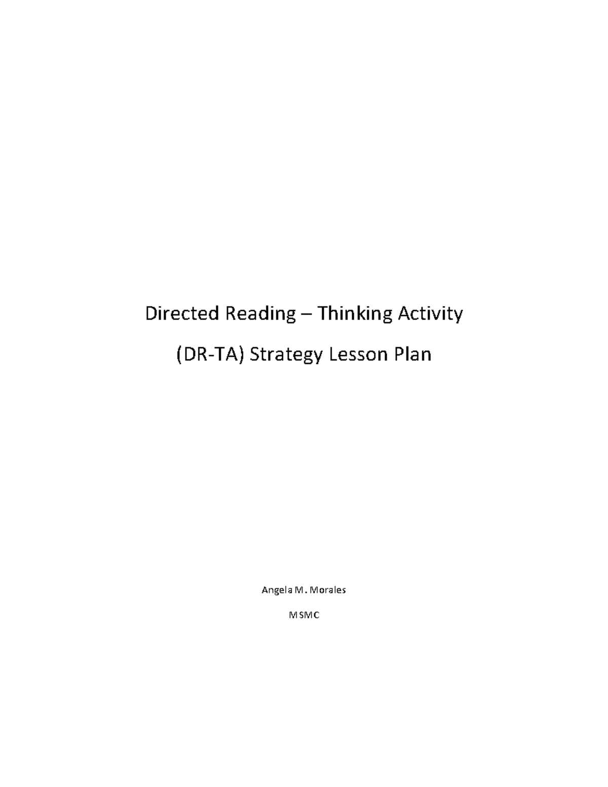 Angela morales drta lesson plan teaching swd - Directed Reading ...