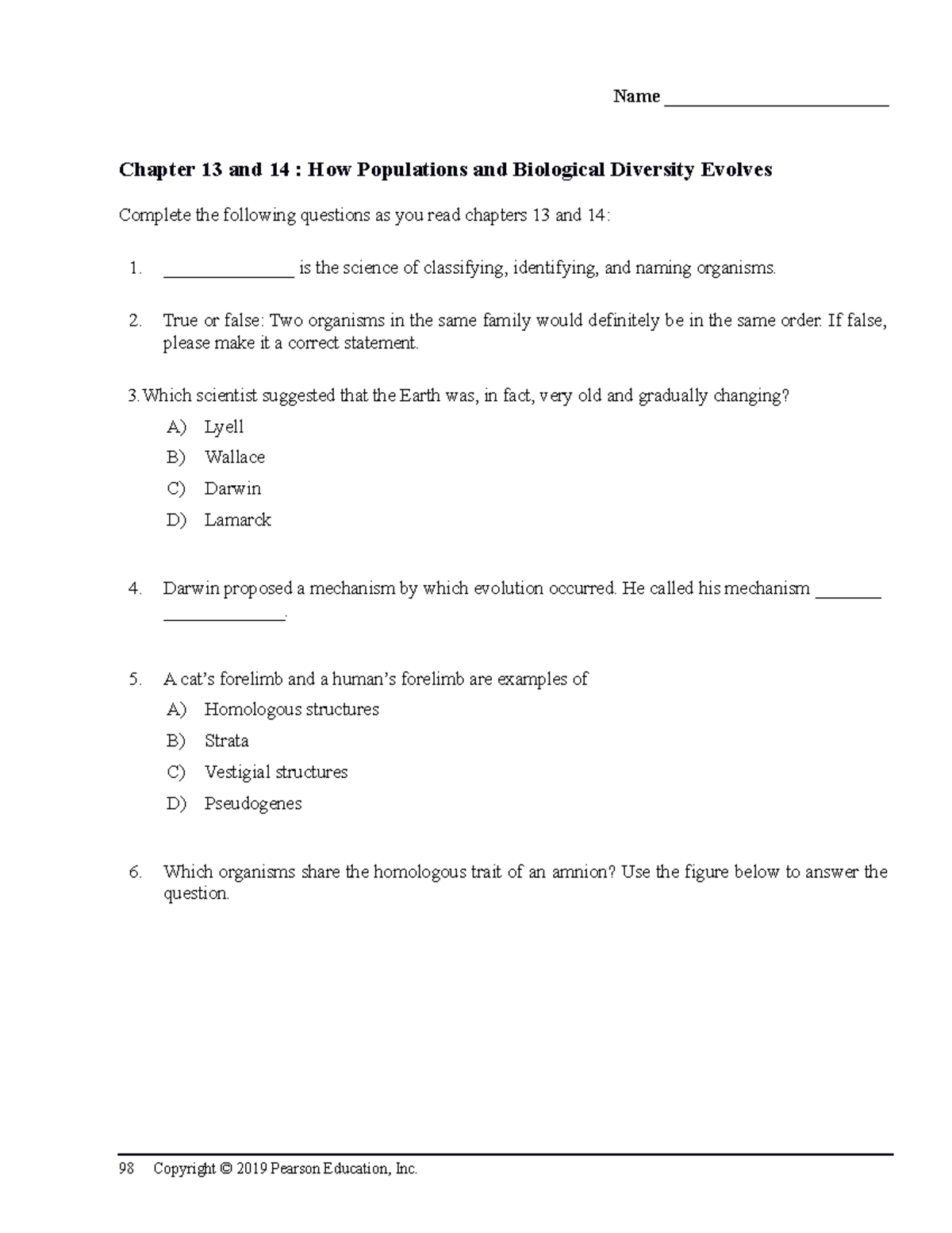 Evolution readingactivity - Name ________________________ Chapter 13 ...