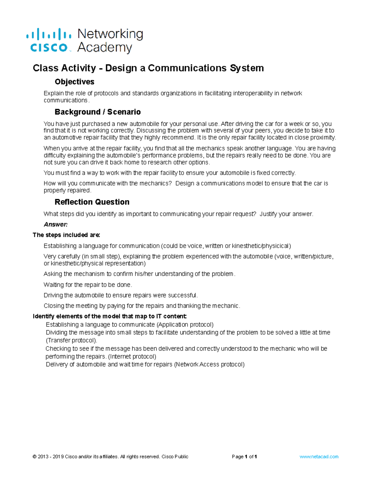 3.0.3 Class Activity - Design a Communications System - Class Activity ...