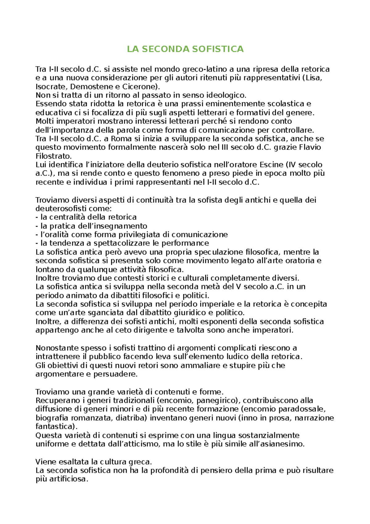 La seconda sofistica e Luciano - LA SECONDA SOFISTICA Tra I-II secolo d. si assiste nel mondo ...