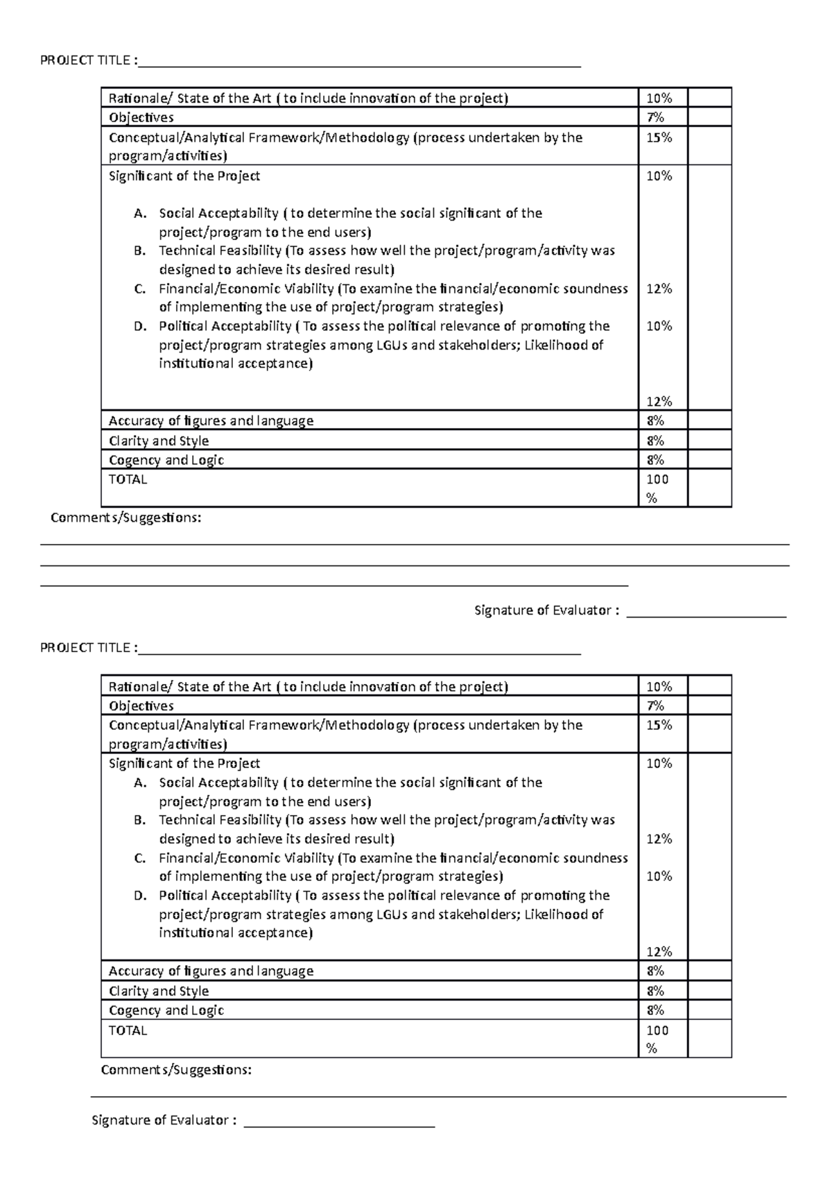 Criteria - quick reference - PROJECT TITLE - Studocu