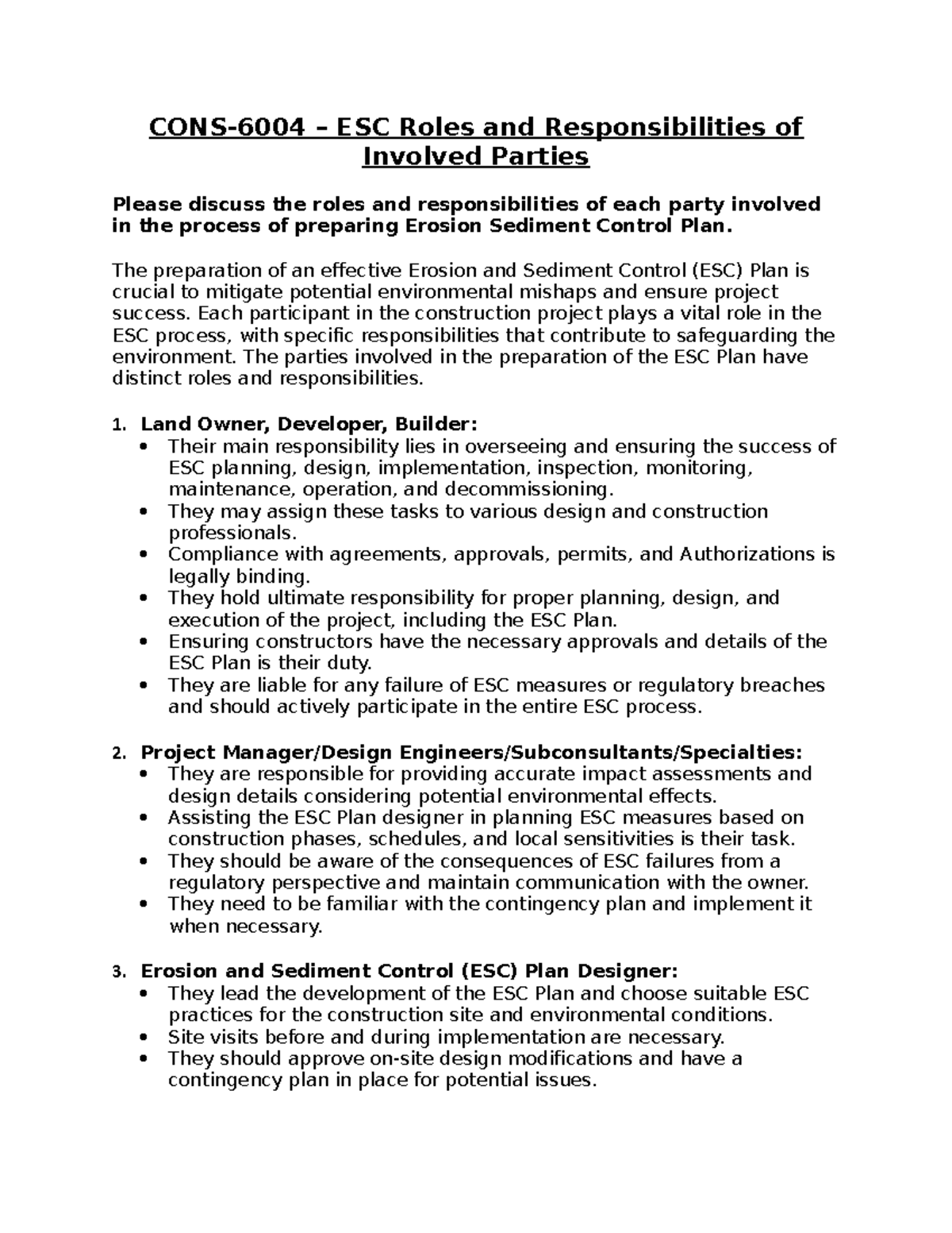 CONS-6004 – ESC Roles and Responsibilities of Involved Parties - The ...