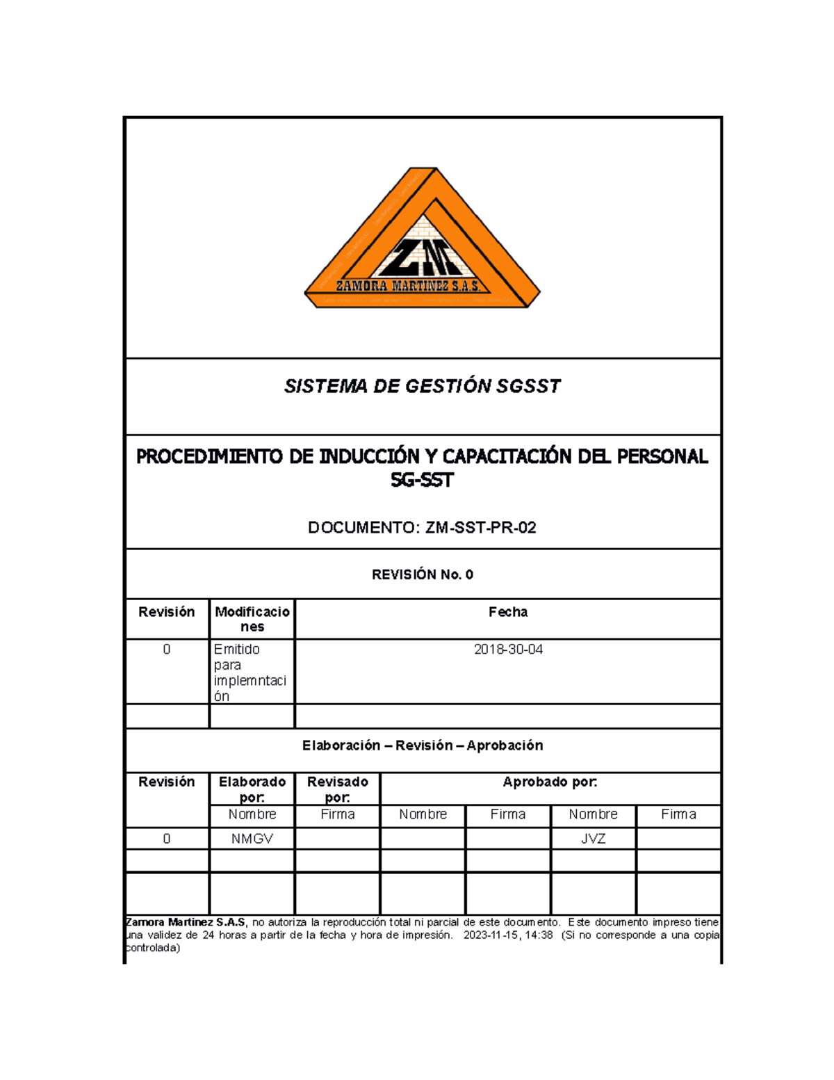Procedimiento DE Inducci+ô N Y Capacitaci+ô N SG-SST - SISTEMA DE GESTIÓN SGSST PROCEDIMIENTO DE ...