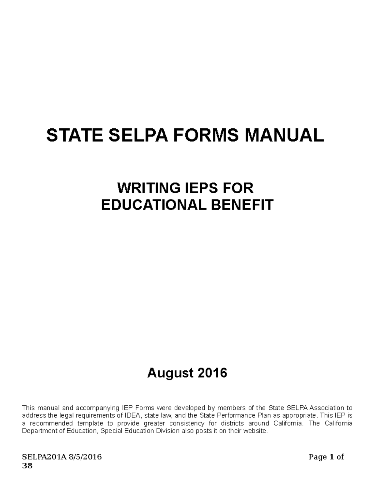 SEIS manual for directions - STATE SELPA FORMS MANUAL WRITING IEPS FOR ...