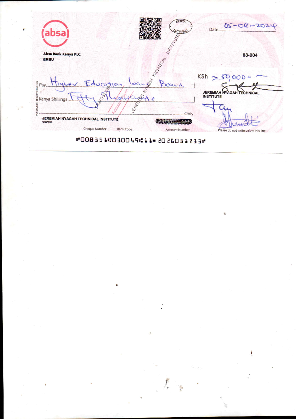 HELB Check - NIUTIERK - KENYA Date (absa) DUTY PAID Absa Bank Kenya PLC ...