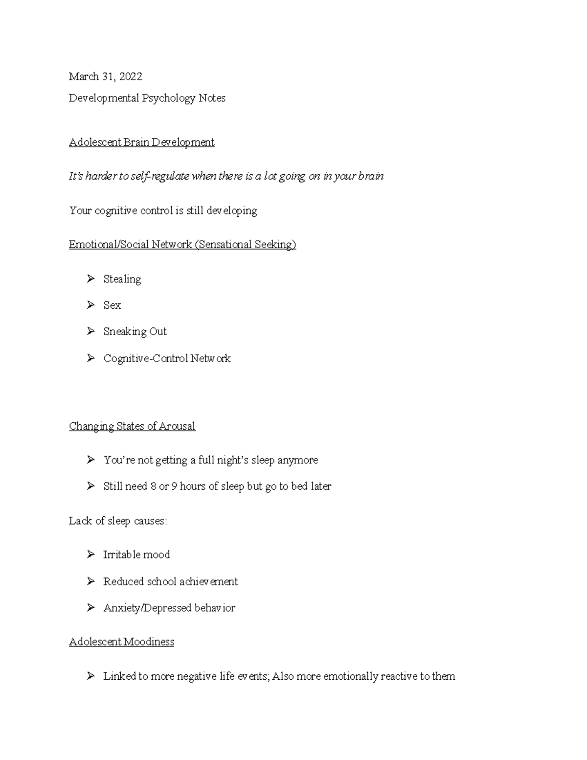 Chapters 11 & 12 - Adolenscence - March 31, 2022 Developmental ...