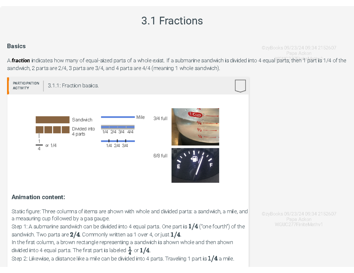 Ch3 - helps with school and learning - 3 Fractions Basics A fraction ...