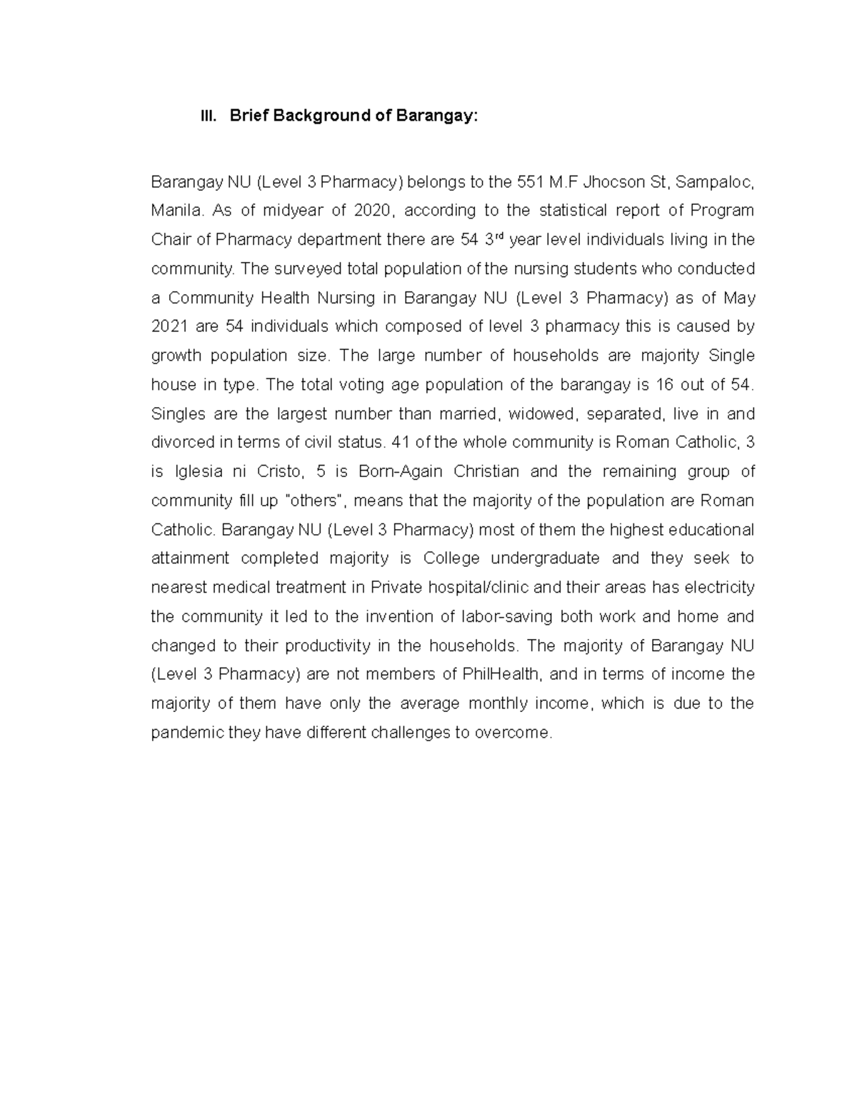 Brief Background of Barangay - III. Brief Background of Barangay ...