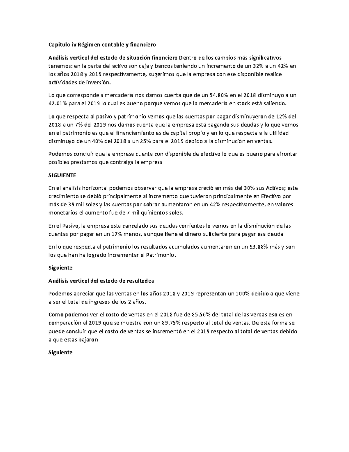 Ivan exposicion - Capitulo iv Régimen contable y financiero Análisis vertical del estado de ...