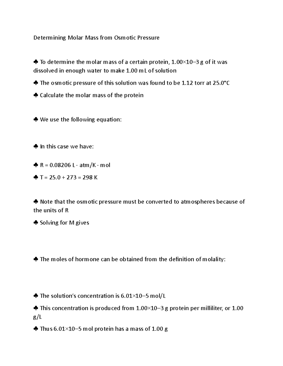 61 Determining Molar Mass From Osmotic Pressure Determining Molar 61-determining-molar-mass-from-osmotic-pressure-determining-molar