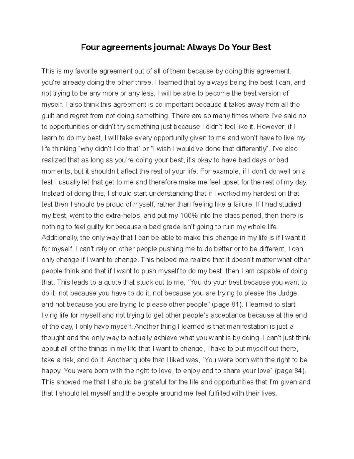 Always do your best - Four agreements journal: Always Do Your Best This ...