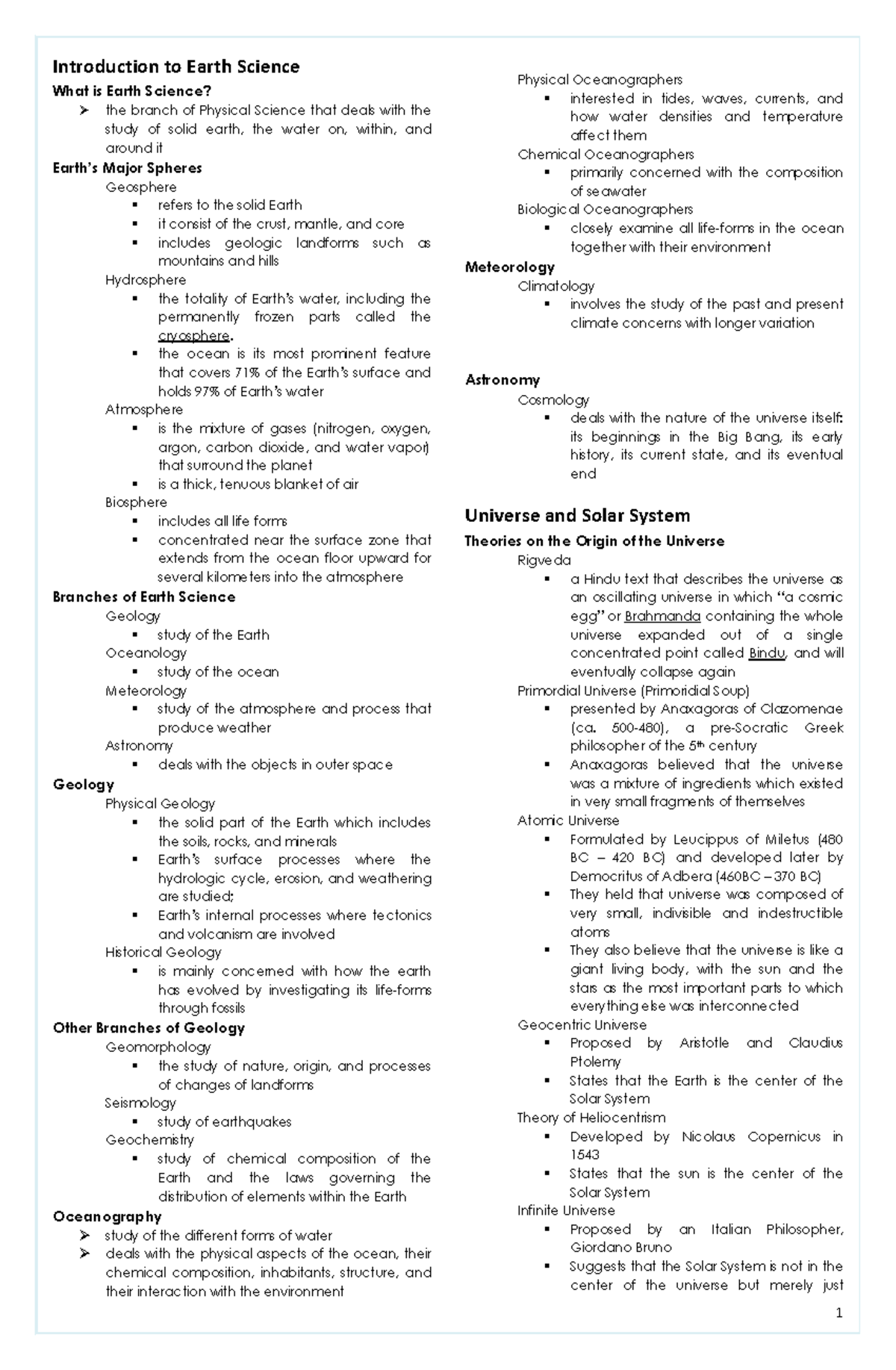 Introduction to Earth Science - the ocean is its most prominent feature ...