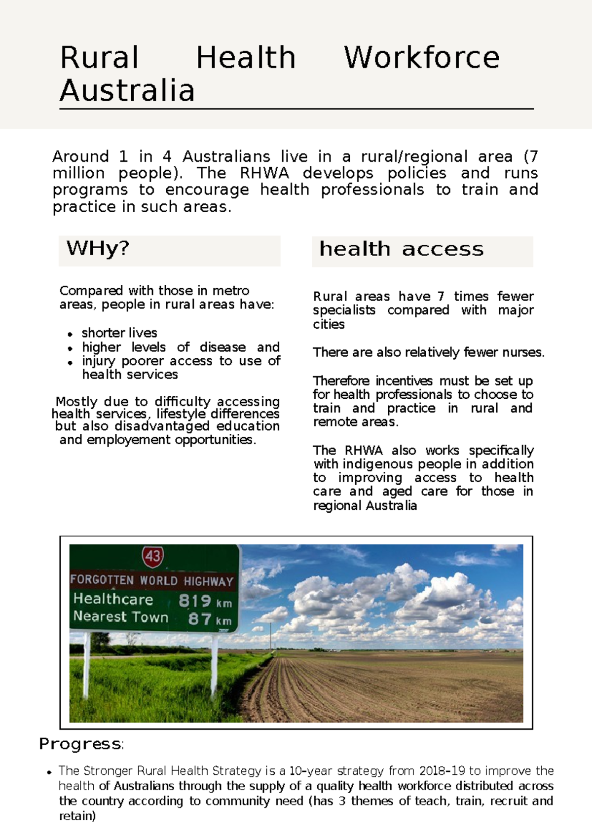 Rural Health Workforce Australia (002) - WHy? health access Rural ...