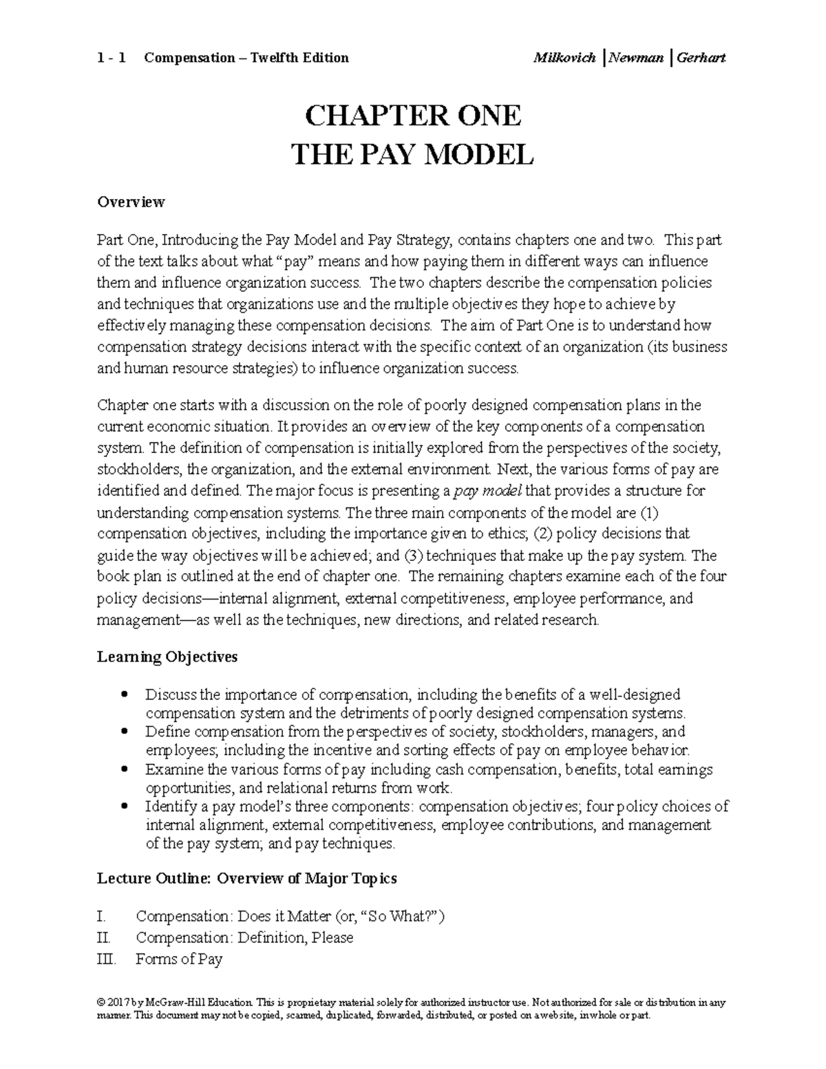 Chapter 1 The Pay Model - 1 - 1 Compensation – Twelfth Edition ...