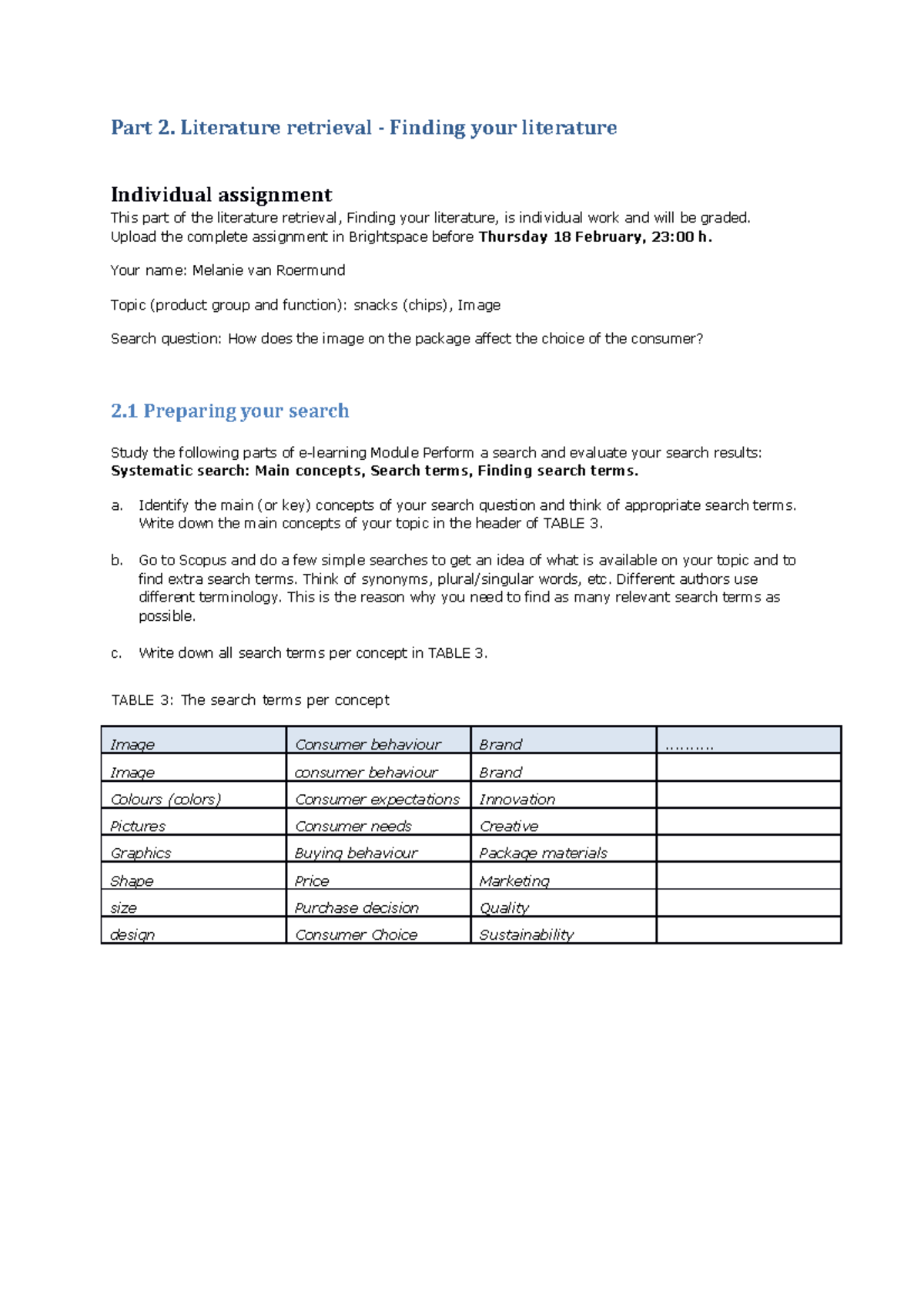 Assignment - Literature - individual assignment part 2 - Part 2 ...