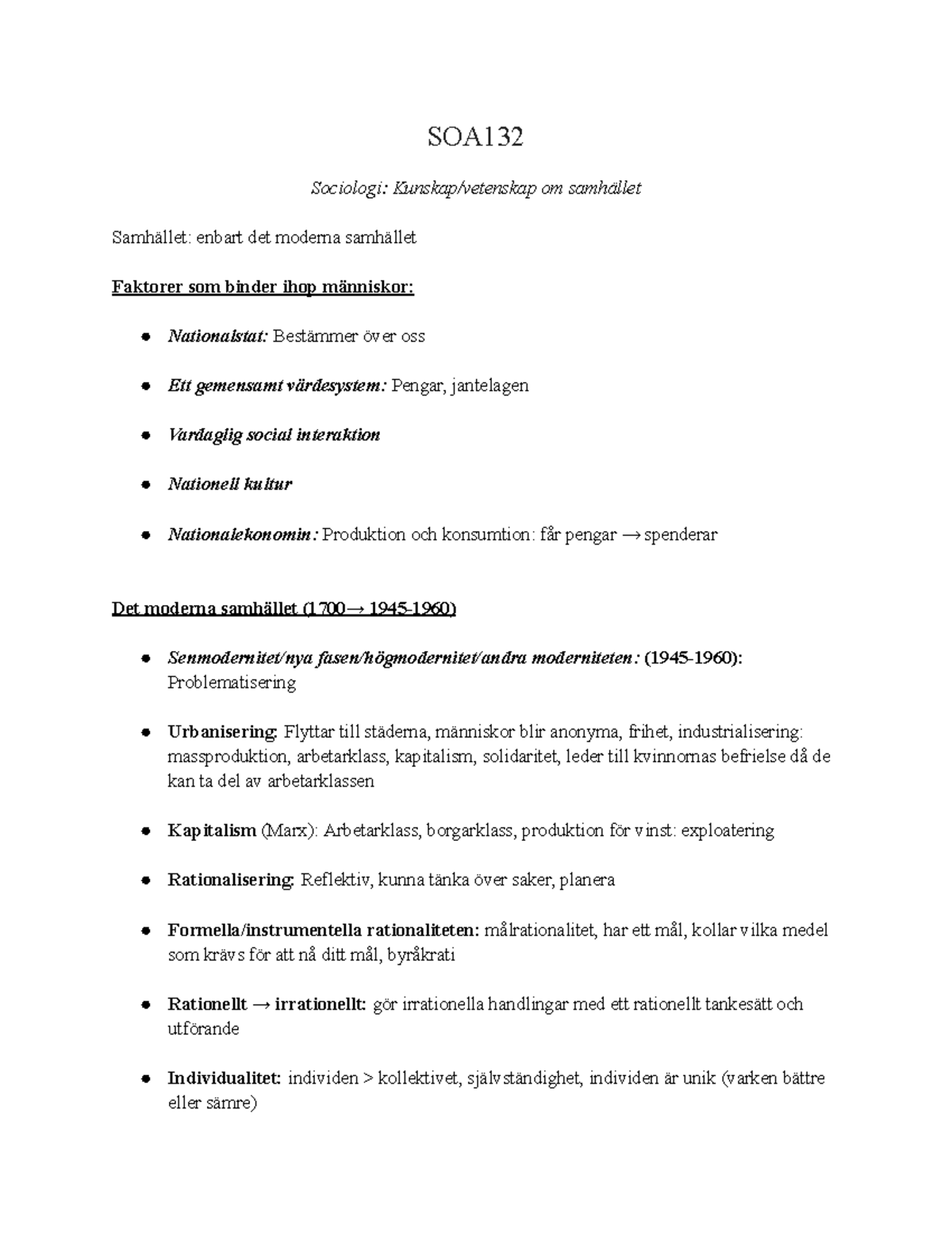 SOA132 - SOA Sociologi: Kunskap/vetenskap om samhället Samhället ...