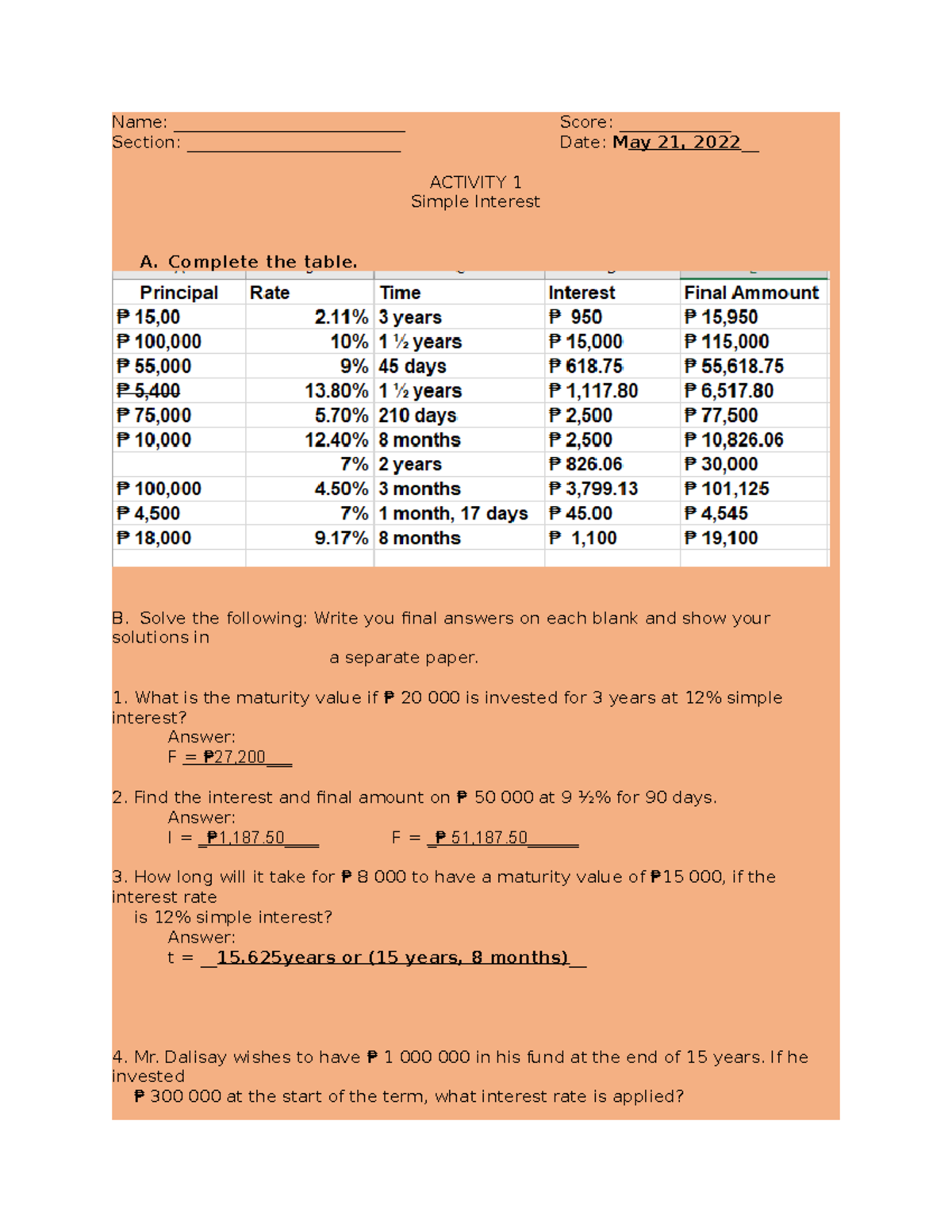 Mod4Act1 - CONSUMER MATHEMATICS MODULE 4 ACTIVITY 1 SIMPLE DISCOUNTS ...