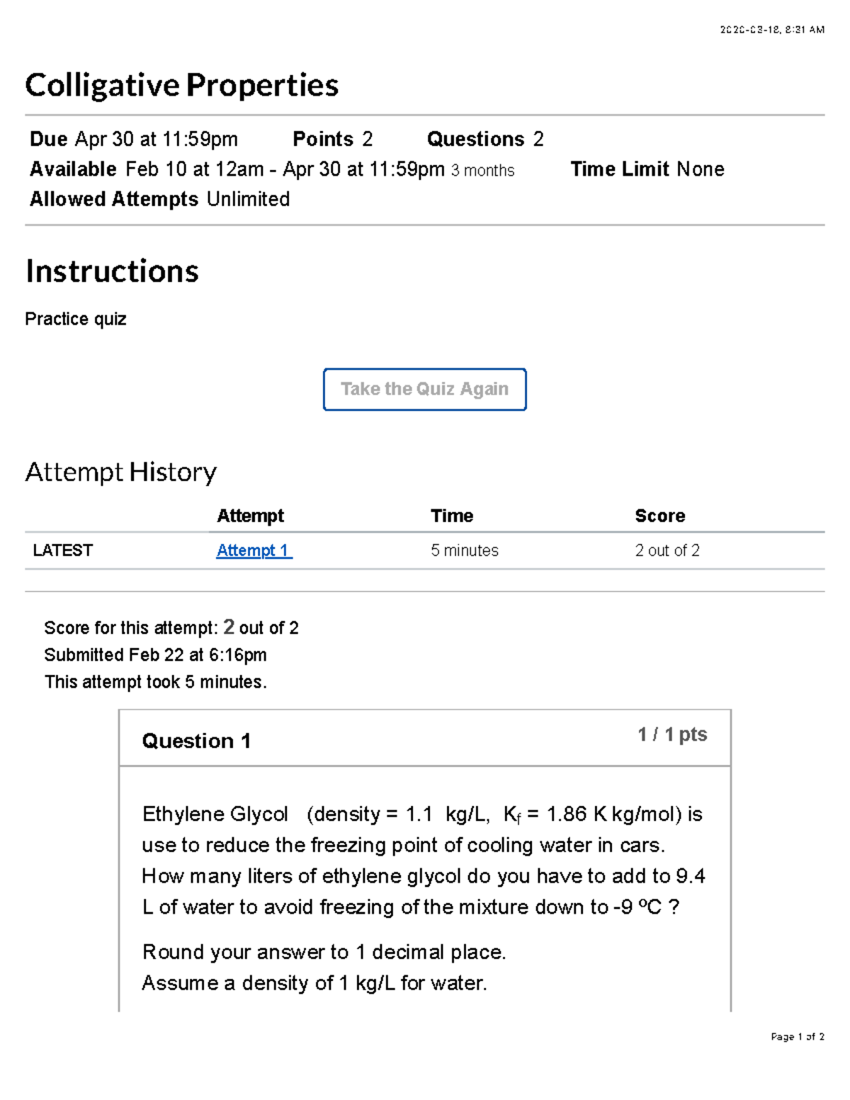 Colligative Properties - ubc/courses/35372/quizzes/162892?module_item ...