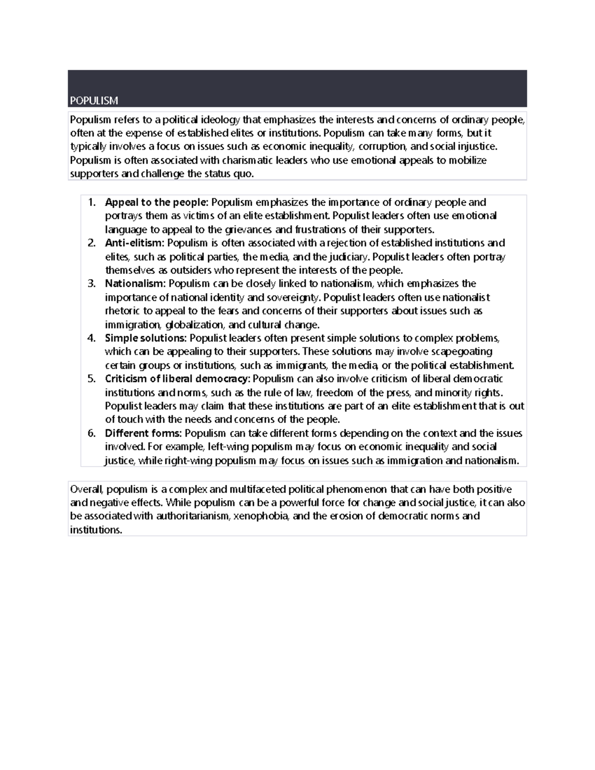 Populism - history - POPULISM Populism refers to a political ideology ...