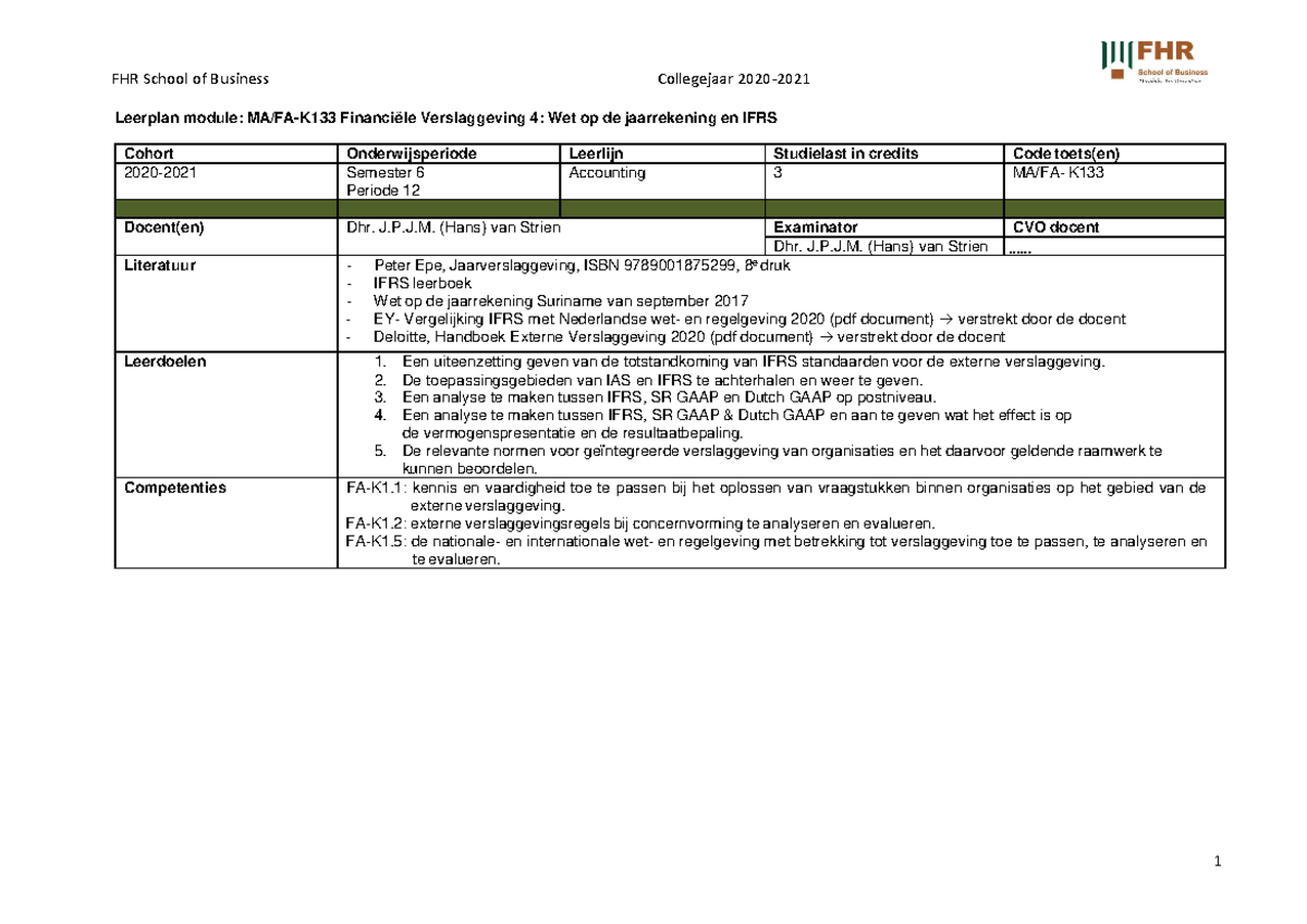 K133 - Leer- en toetsplan Financiële Verslaggeving 4 P12 2021 ...