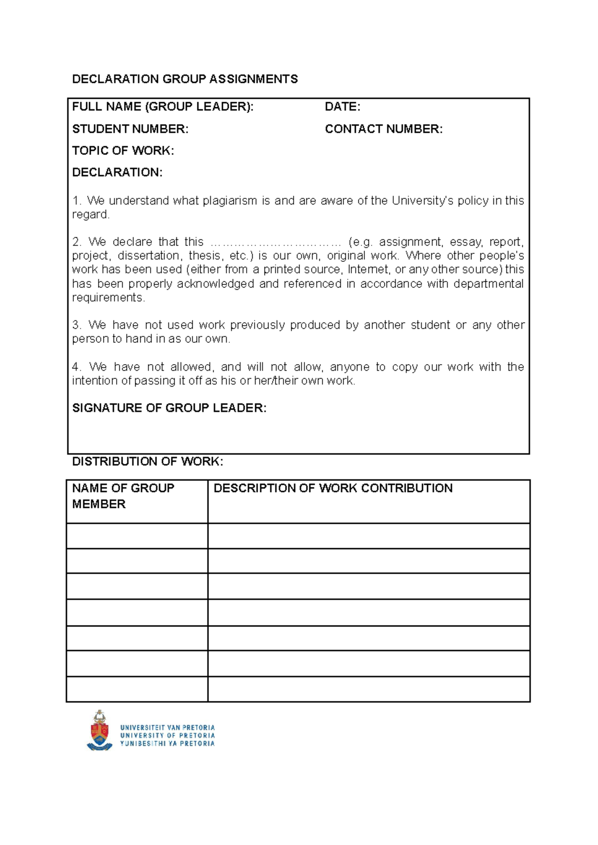 JME 210 Group Assignment - DECLARATION GROUP ASSIGNMENTS FULL NAME ...