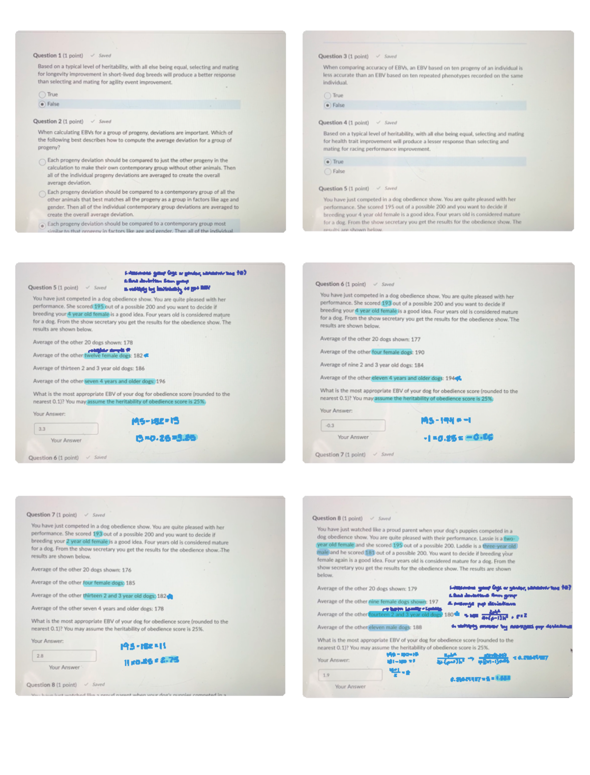 Quiz 4 - Quiz 4 - EBVs - Question 1 (1 point) Saved Question 3 (1 point) Saved Based on a ...