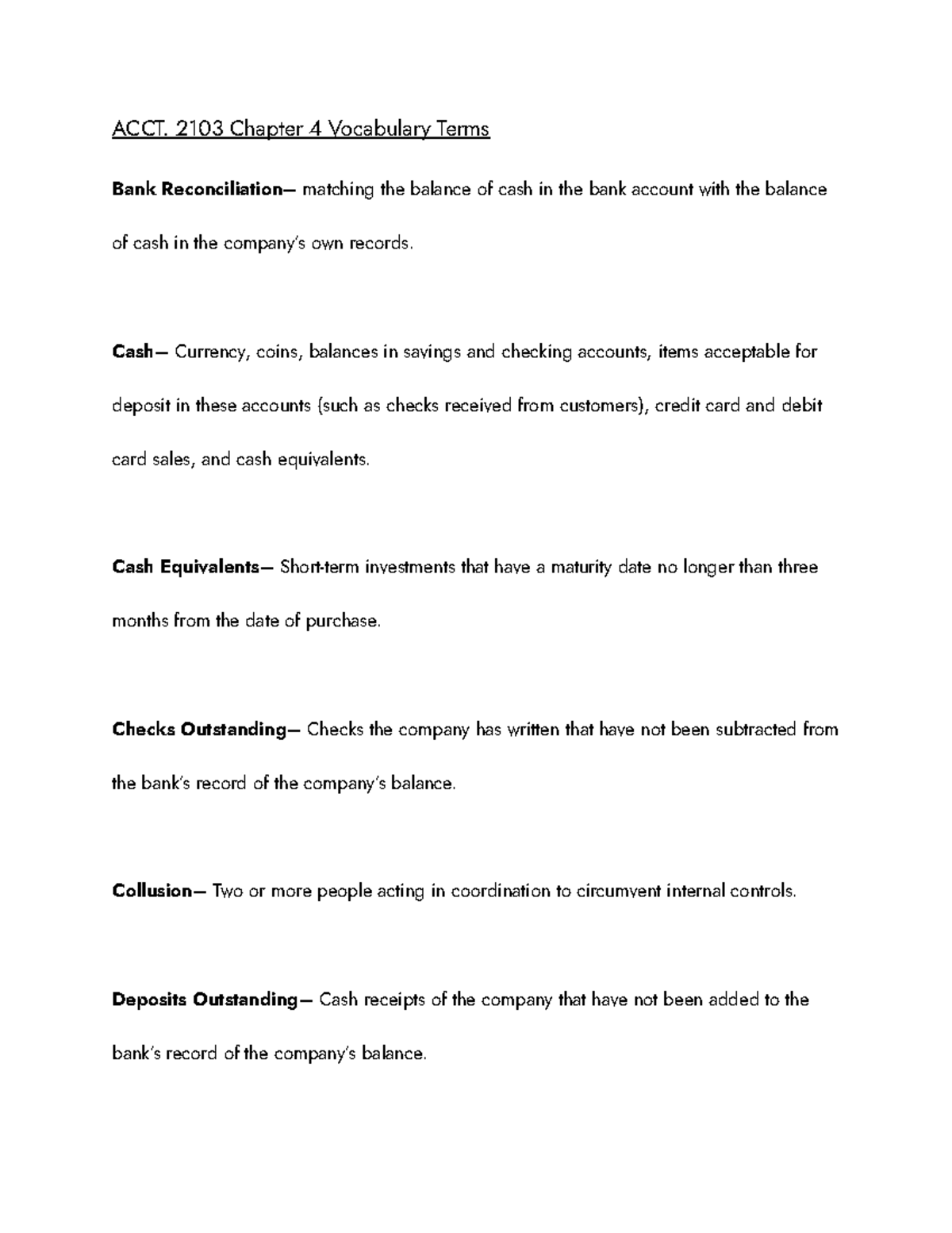 ACCT. 2103 Chapter 4 Vocabulary Terms - ACCT. 2103 Chapter 4 Vocabulary ...