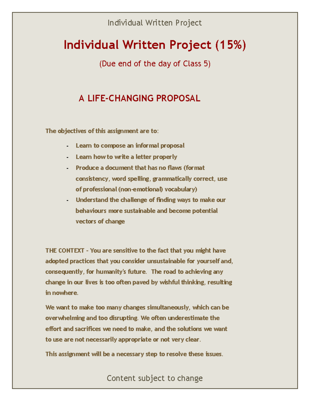 3 - Individual written project - COMM 205 - Concordia - Studocu