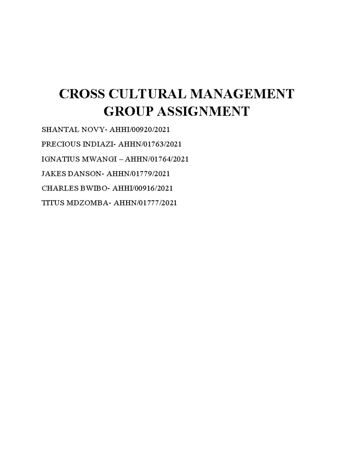 Cross Cultural Management Group Assignment - CROSS CULTURAL MANAGEMENT ...