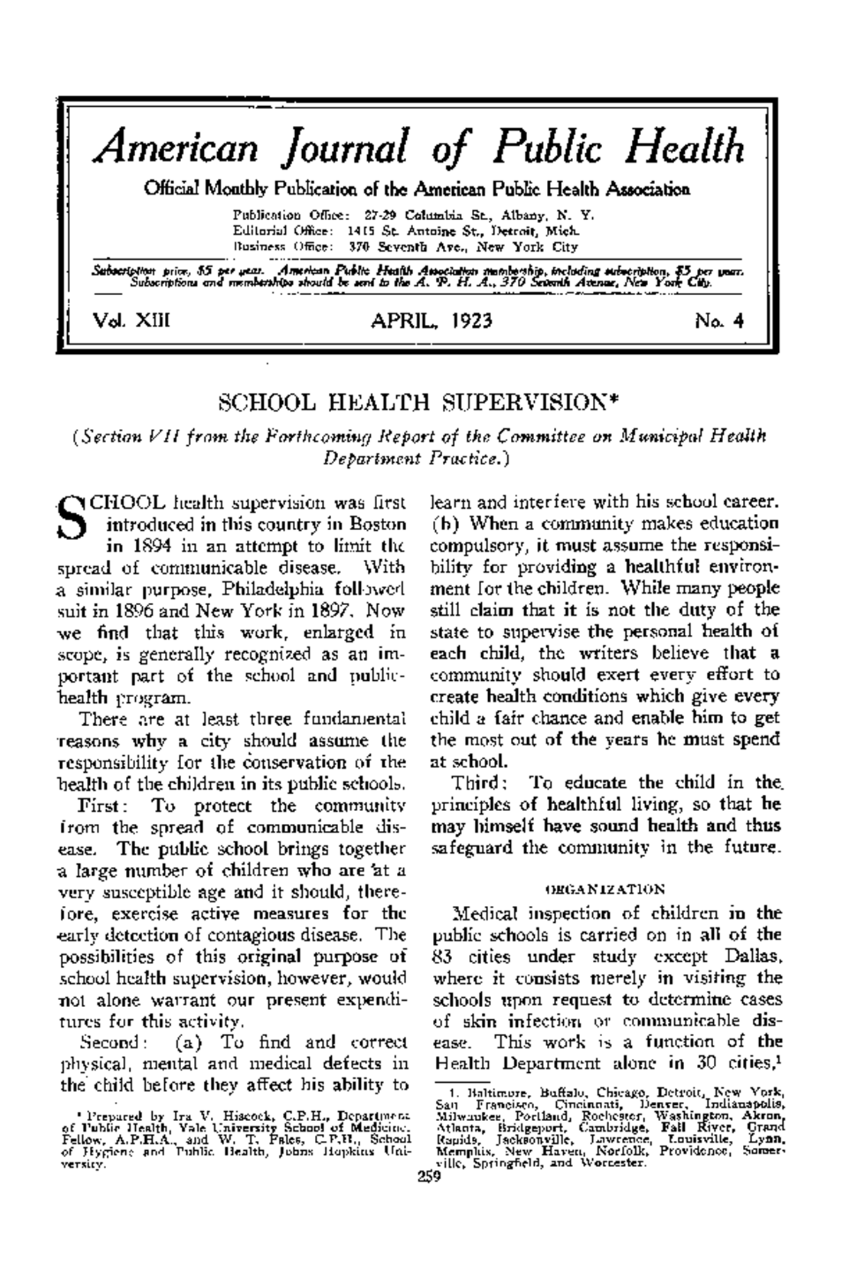 2011 school health supervision - SCHOOL HEALTH SUPERVISION* (Section ...