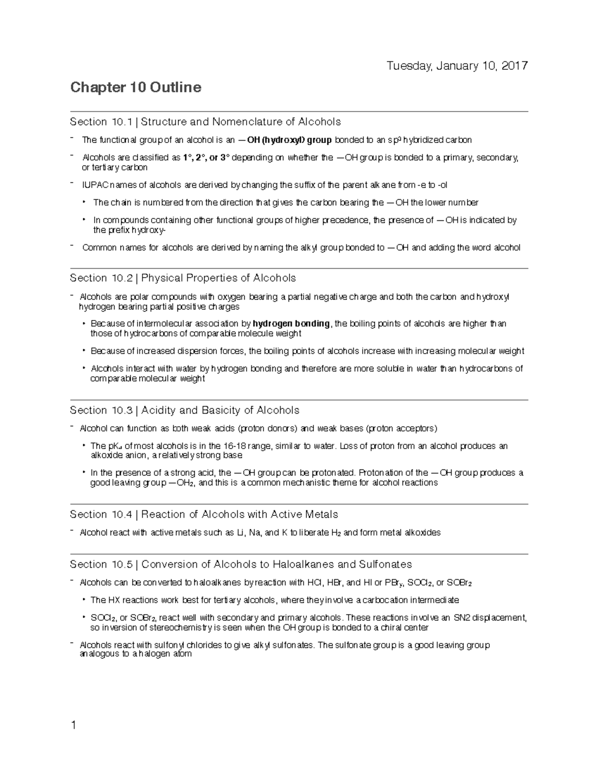 Chapter 10 Outline - Tuesday, January 10, 2017 Chapter 10 Outline ...