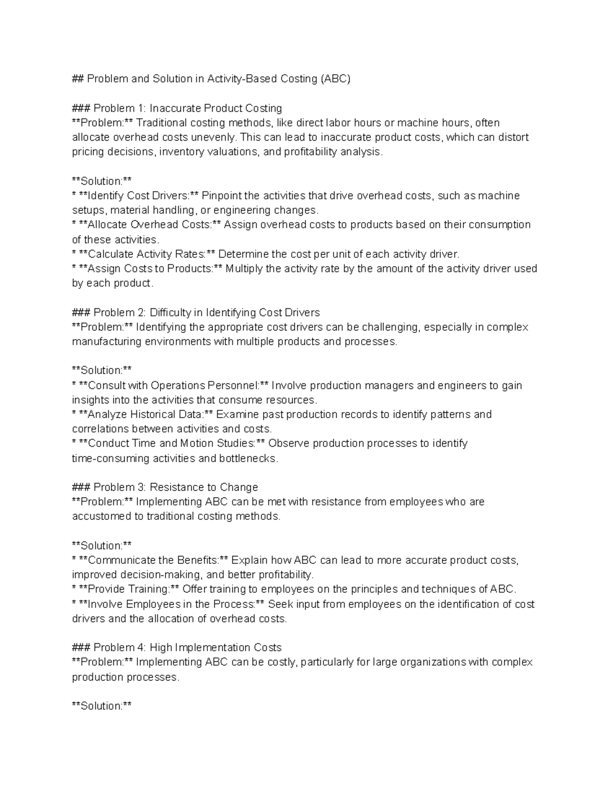 ABC Costing - Problem and Solution in Activity-Based Costing (ABC ...