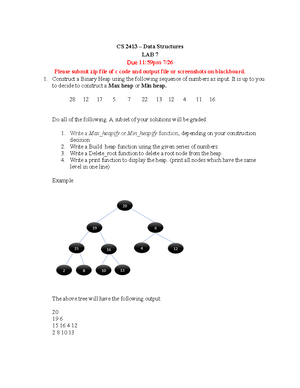 Lab 9 - Lab over Queues and Trees - CS 2413 - Lab 8 a) Priority Queue ...