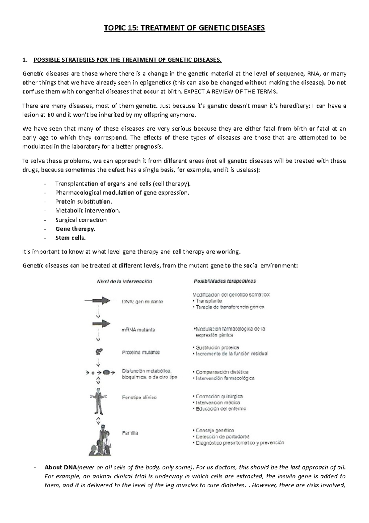 Unit 15 - Lecture notes 15 - TOPIC 15: TREATMENT OF GENETIC DISEASES 1 ...