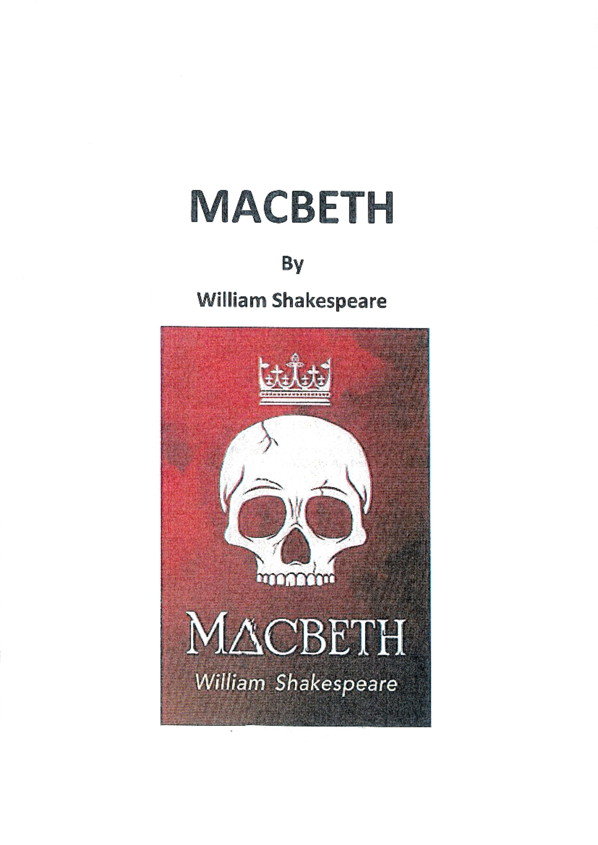 Macbeth revision booklet - MACBETH William Shakespeare GIt MACBETH ...
