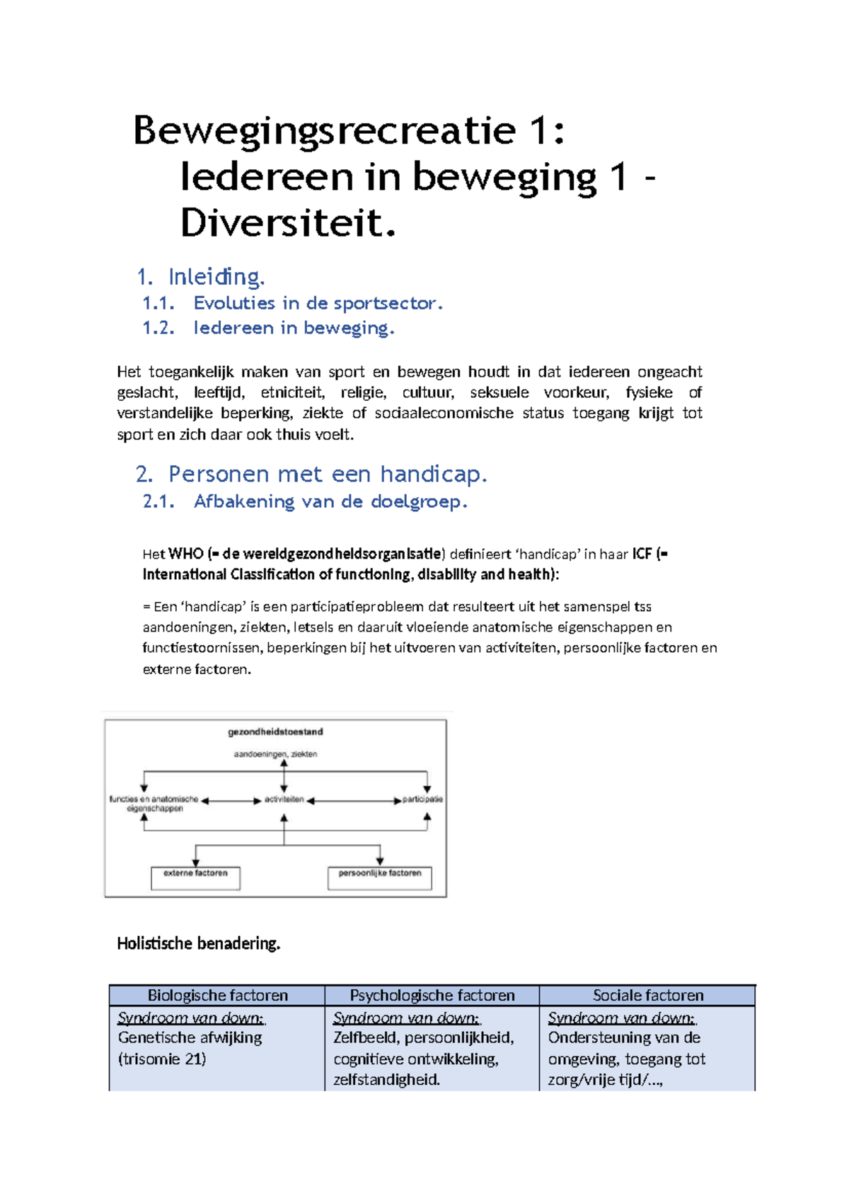 Diversiteit 1 - Bewegingsrecreatie 1: Iedereen in beweging 1 - Diversiteit. 1. Inleiding. 1 ...