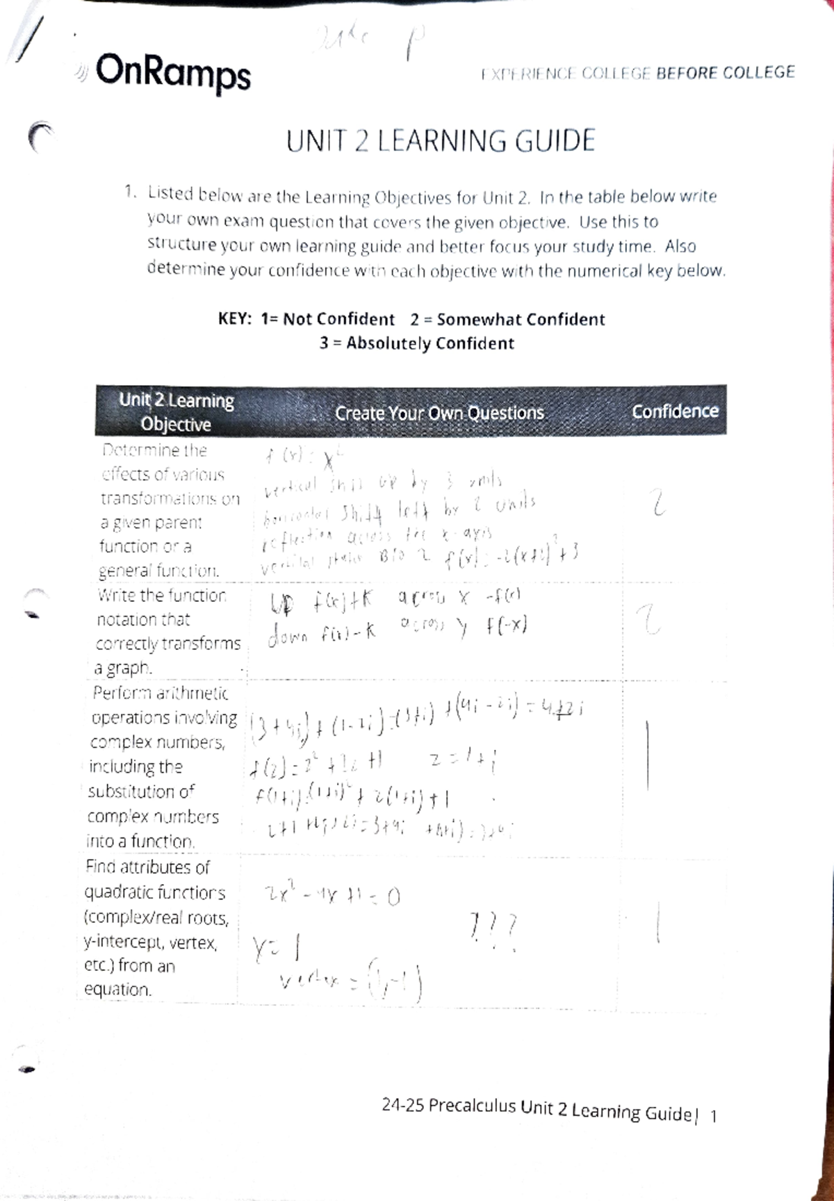 U 2 - Ajajjsjsnsj - OnRamps 1. Listed below are the Learning Objectives ...