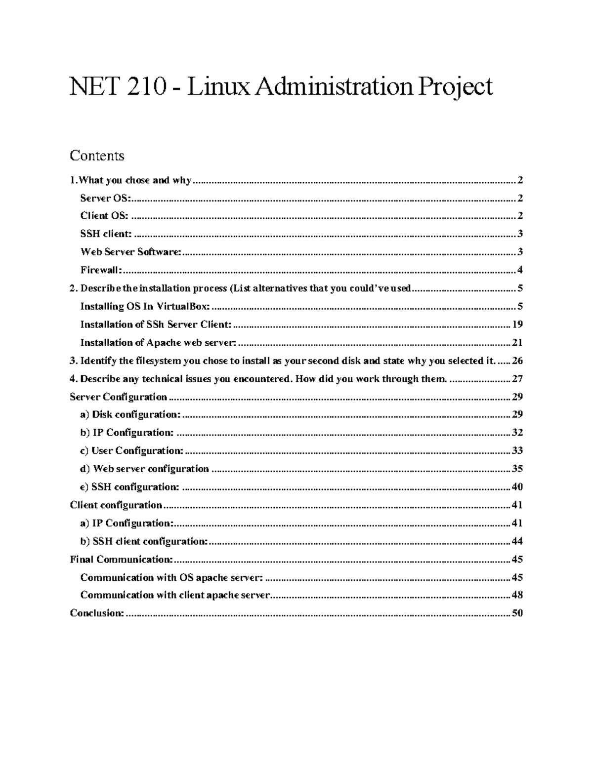 NET 210 - Linux Administration Project - - Studocu