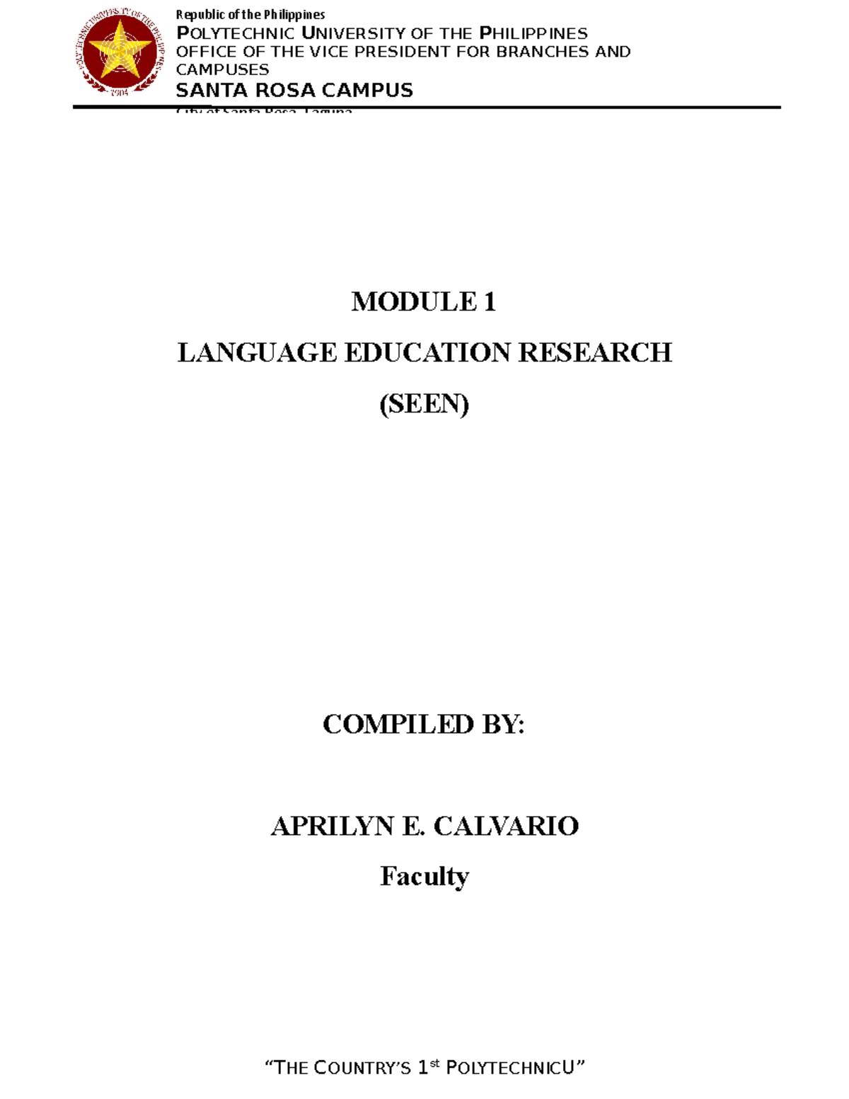 Module 1 Language Education Research - MODULE 1 LANGUAGE EDUCATION ...