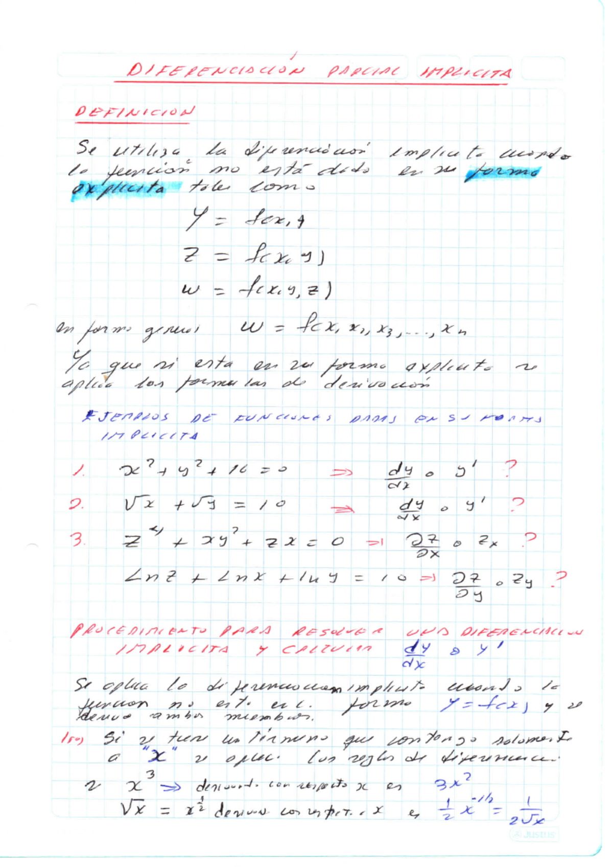 4.3. Derivacion Parcial Implicita - DIFERENCIACION PARCIAL IMPLICITA ...