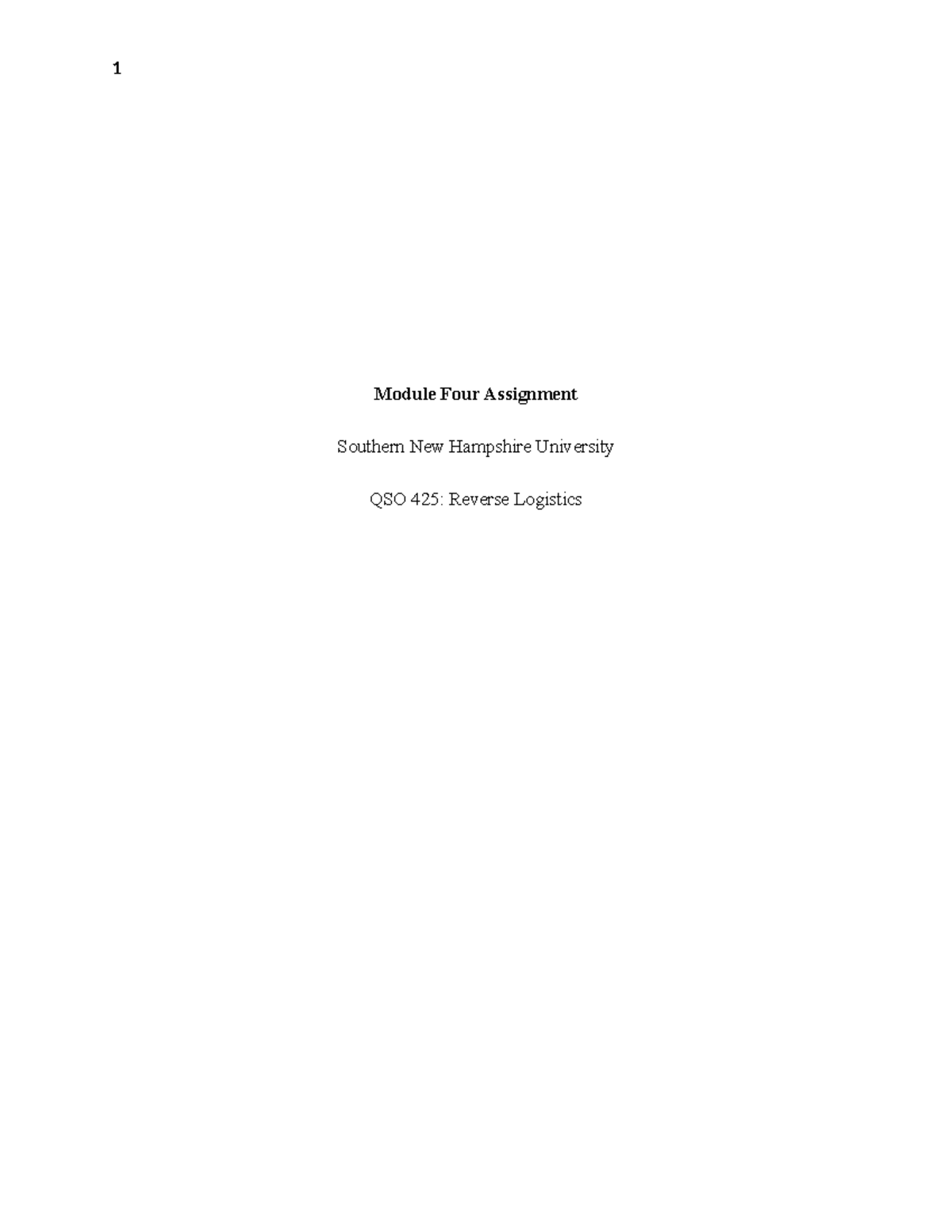 QSO 425 Week 3 Assignment - Module Four Assignment Southern New ...