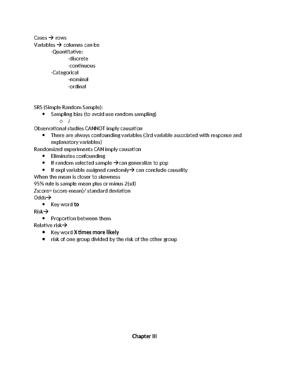 Stat Notes - Cases rows Variables columns can be -Quantitative ...