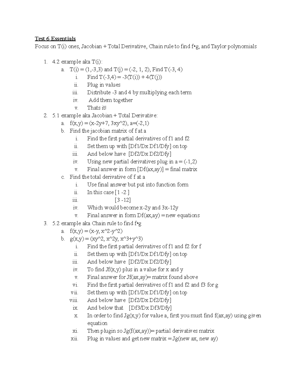 Polynomials Study Guide - Test 6 Essentials Focus on T(i) ones ...