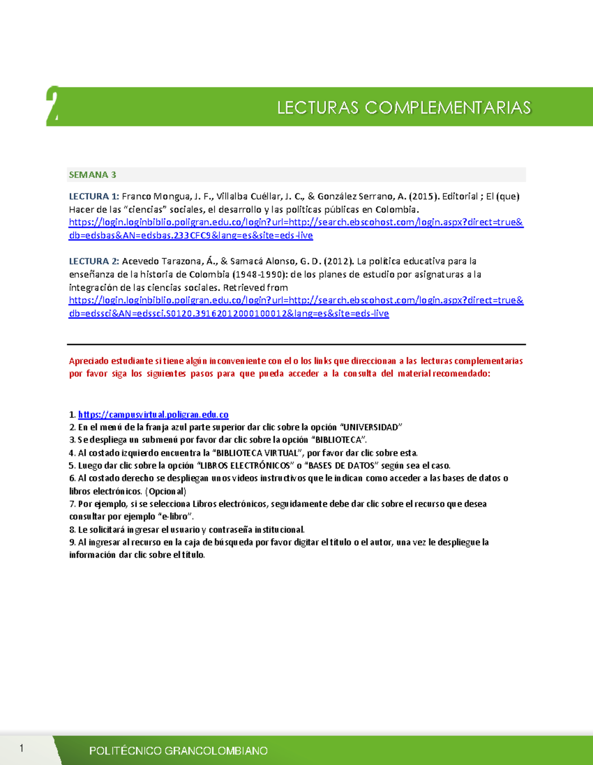 Lectura complementaria - Referencias - S3 - 1 POLITÉCNICO GRANCOLOMBIANO SEMANA 3 LECTURA 1 ...