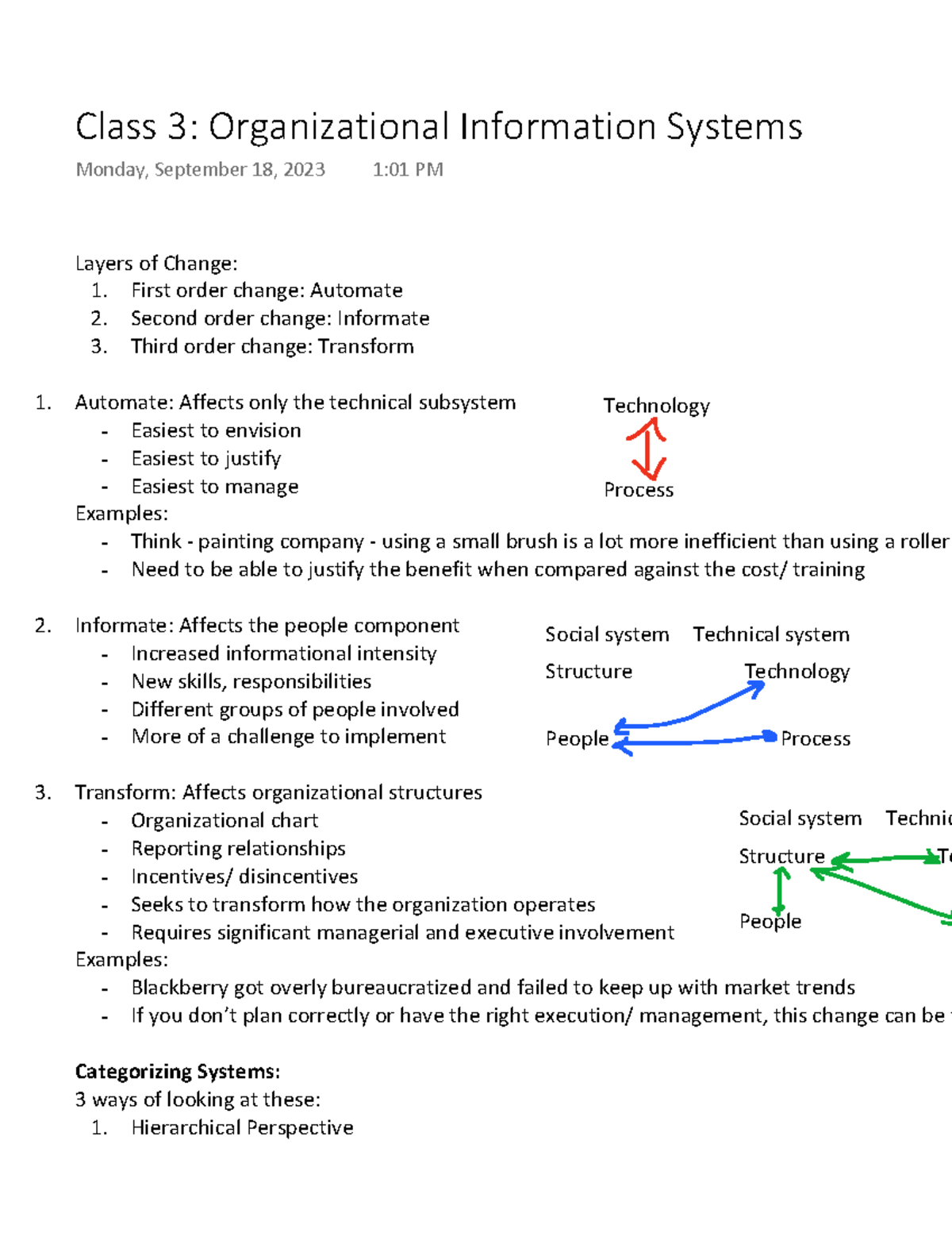 Class 3 - BU415 - Layers of Change: First order change: Automate Second ...