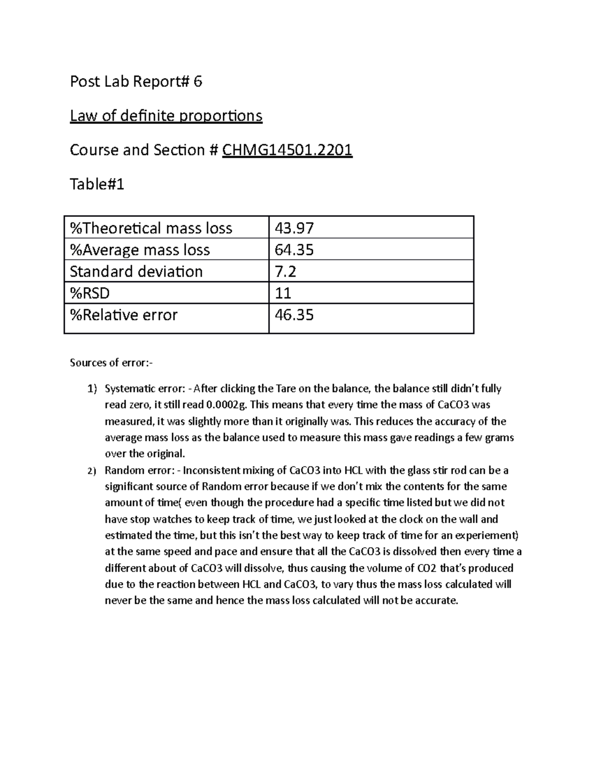 Post+Lab+Report#6+ - Post+Lab+Report#6+ - Post Lab Report# 6 Law of ...
