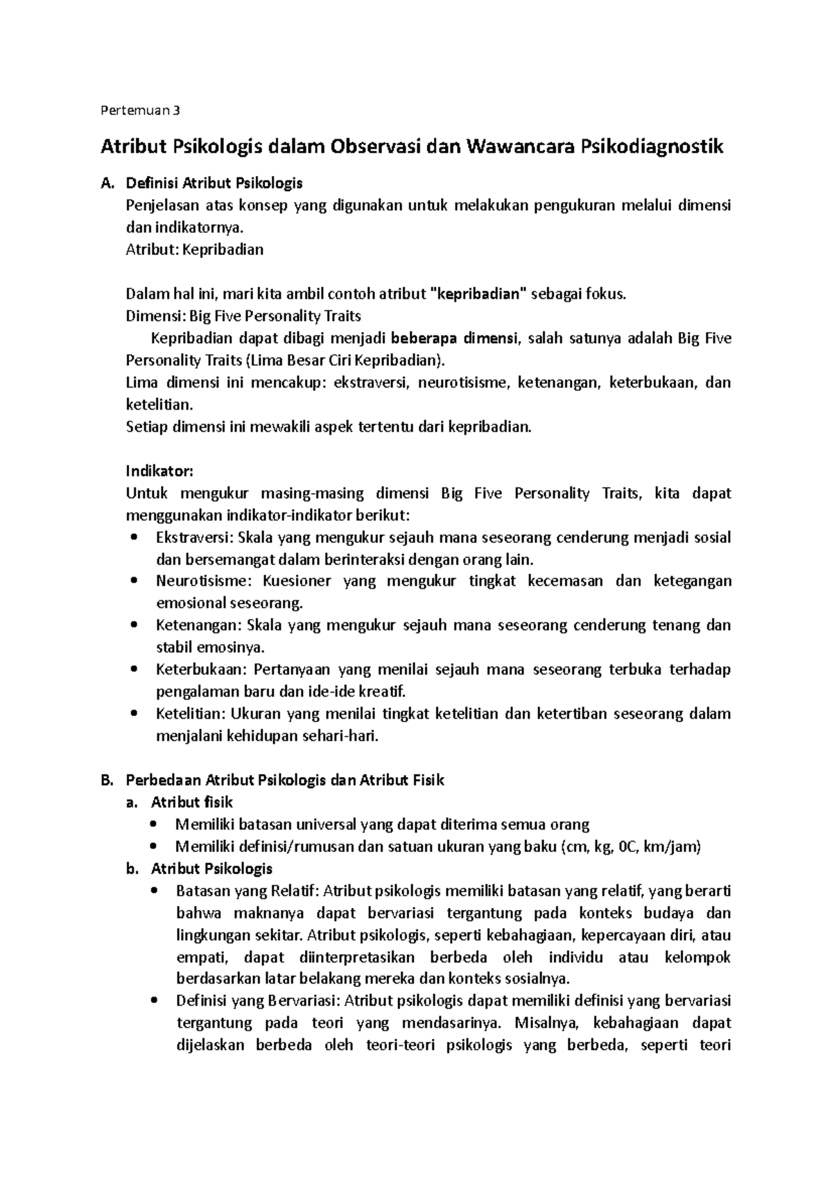 Dasar-Dasar Asesmen 3 - sesuai judul - Pertemuan 3 Atribut Psikologis ...