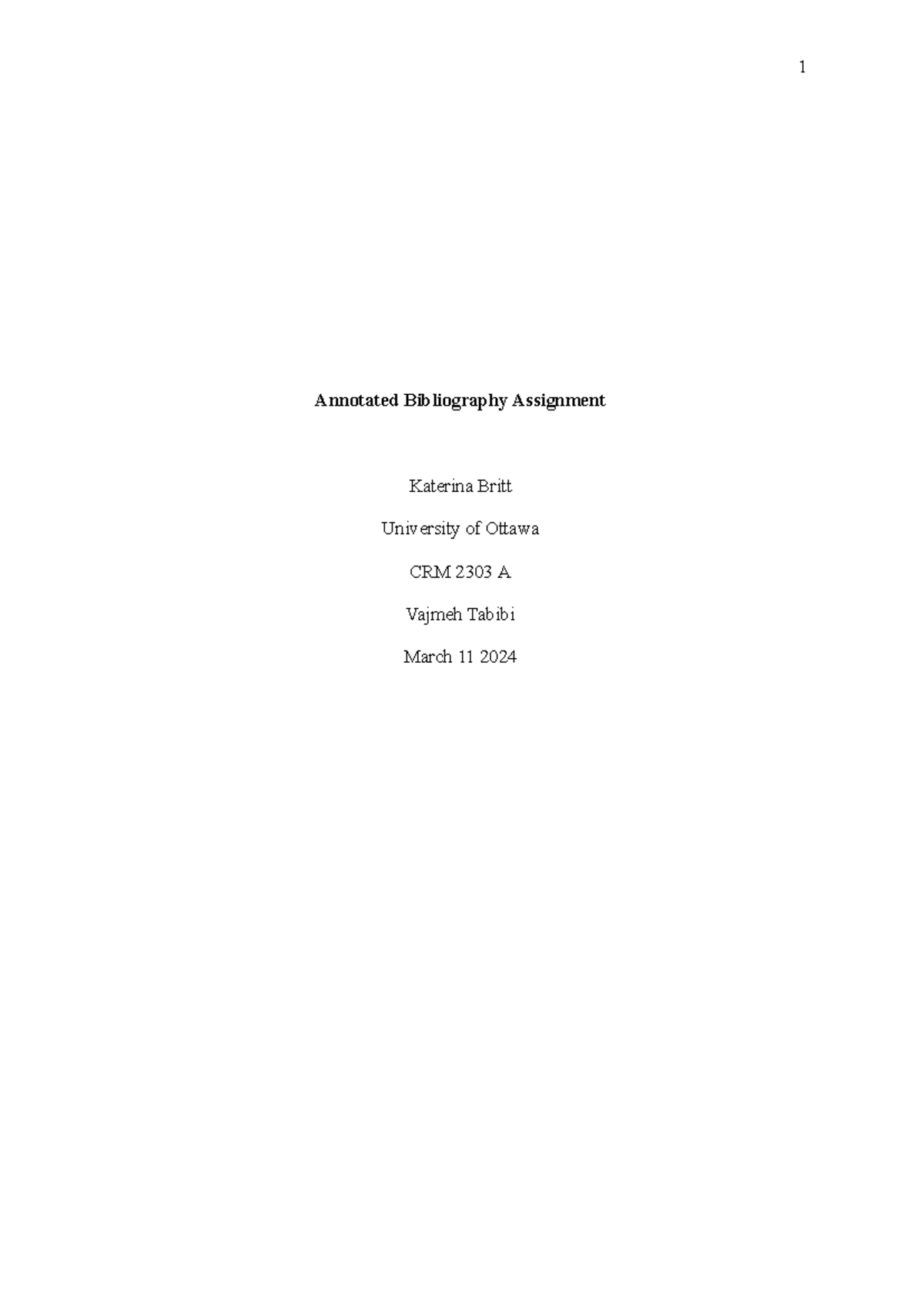 Annotated bibliography assingment - Annotated Bibliography Assignment ...
