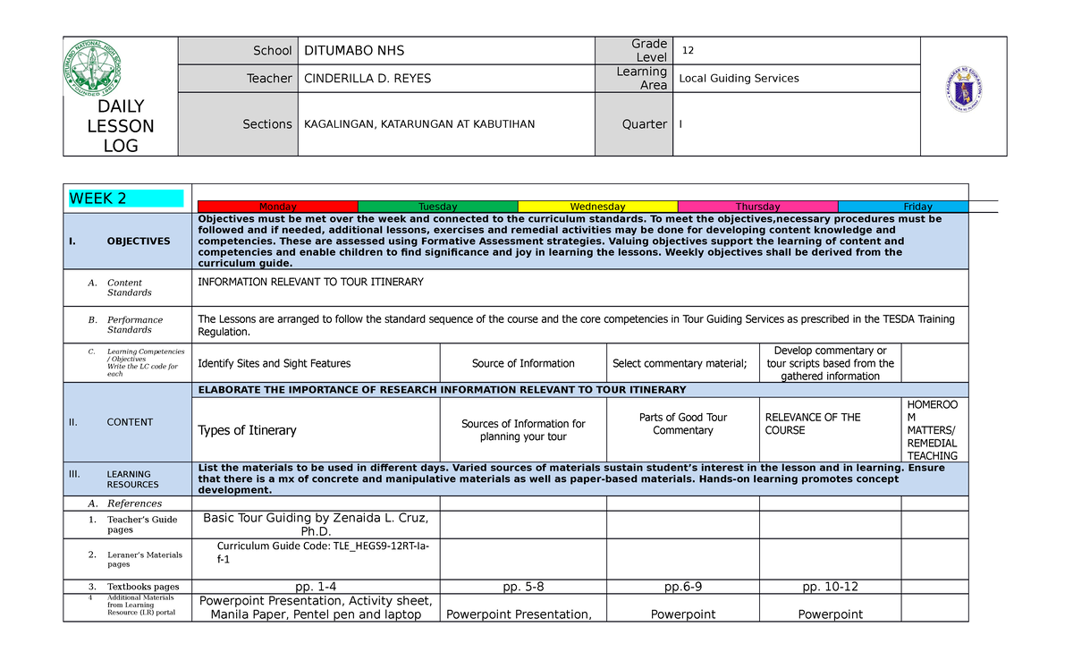 DLL WEEK2 - DLL serves as your point of reference in making your own ...