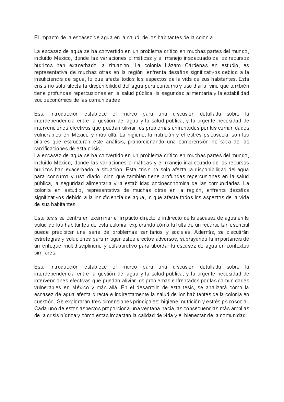 El impacto de la escasez de agua en la salud de los habitantes de la ...